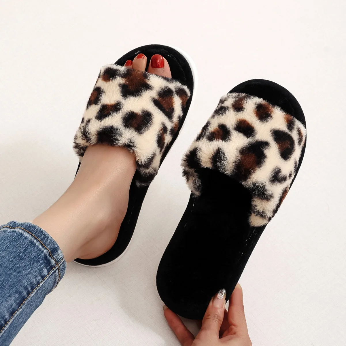 Autumn-Winter-Leopard-Print-Slippers-Women-s-Fashion-Plush-Fur-Slides ...