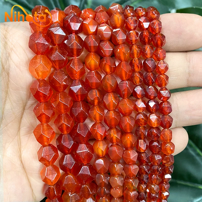 Natural-Stone-Faceted-Red-Agates-Spacer-Beads-DIY-for-Charms-Jewelry ...