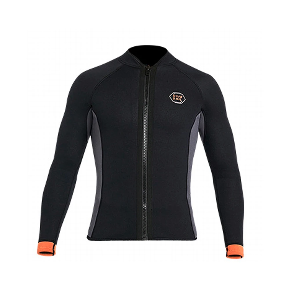 Men-3mm-Neoprene-Long-Sleeve-Wetsuit-Top-Warm-Front-Zipper-Wetsuits ...