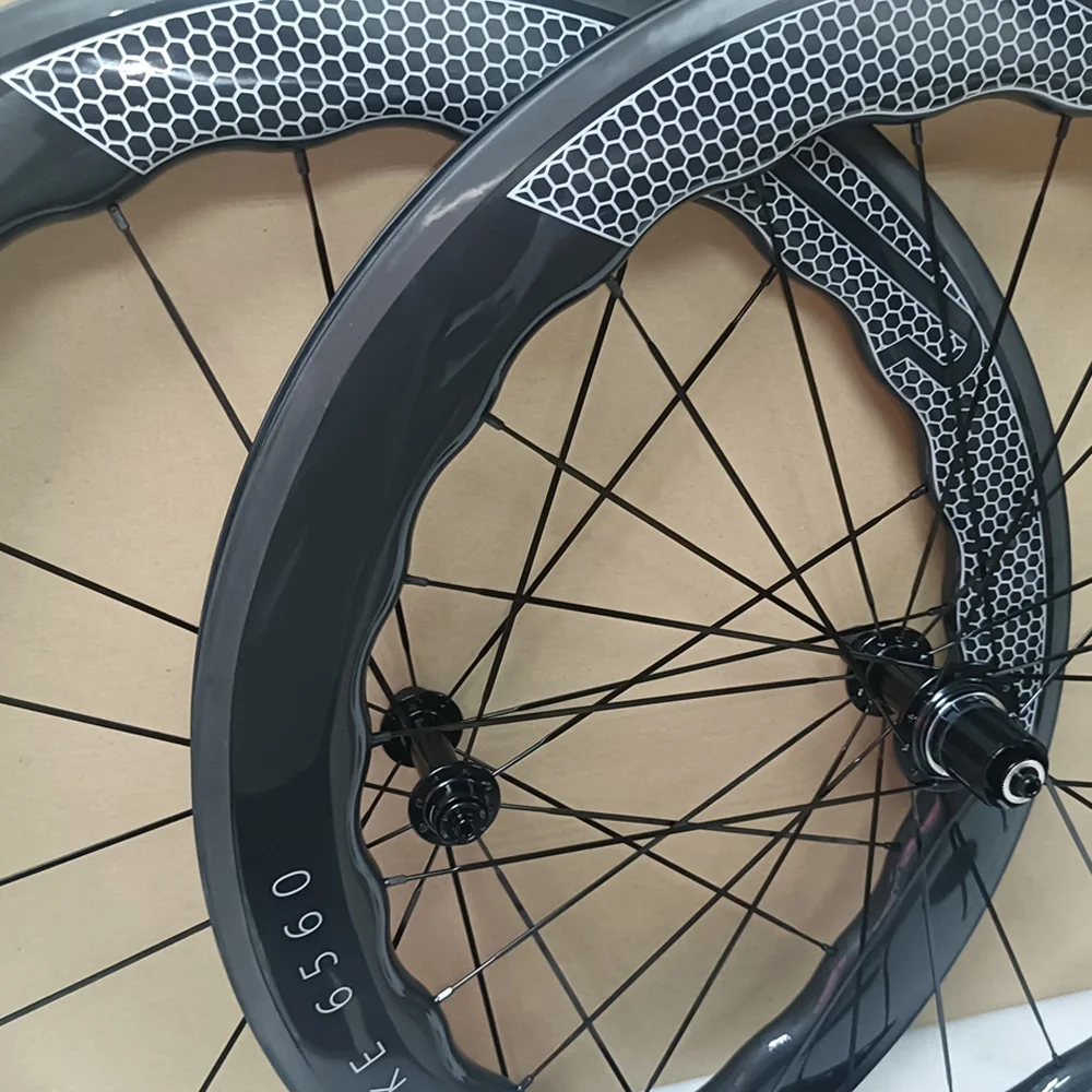 700C Wavy Carbon Wheels 6560 65MM Carbon Bicycle Wheelset 11 Speed Rim ...