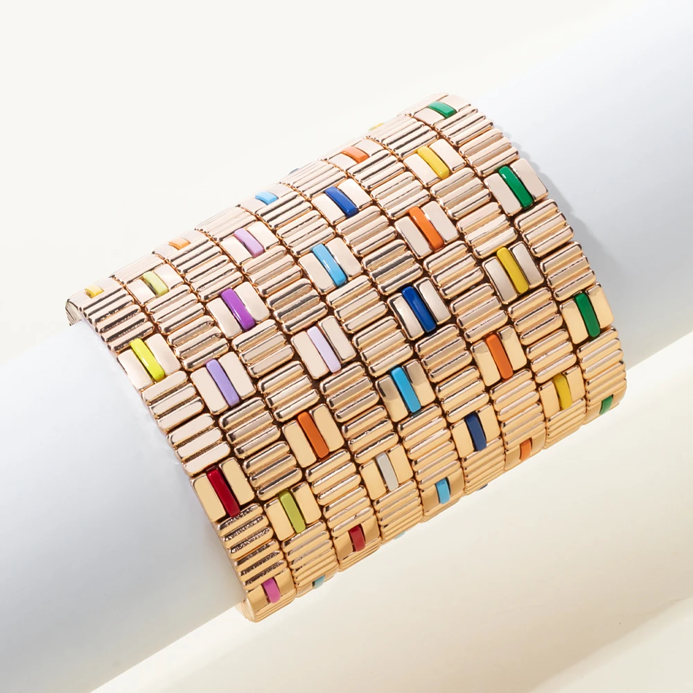 2023-New-6x8mm-Gold-Color-Rectangle-Shape-Beaded-Enamel-Bracelets-For ...