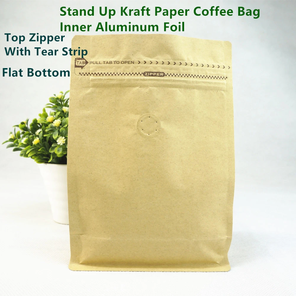 Kraft Paper Coffee Beans Packing Bags | Kraft Paper Bags Coffee Valve ...