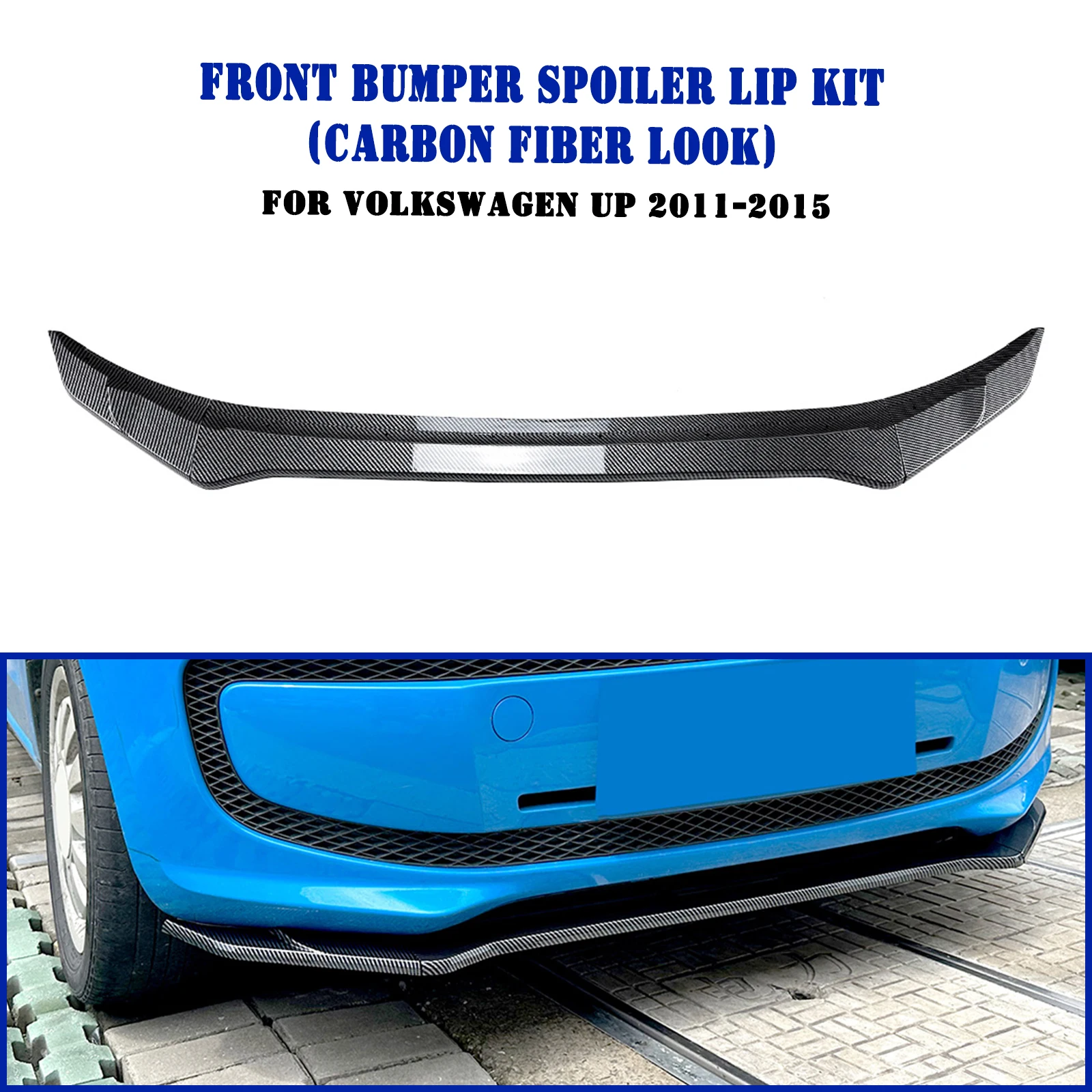 For Volkswagen VW UP 2011-2015 Front Bumper Spoiler Lip Gloss Black ...