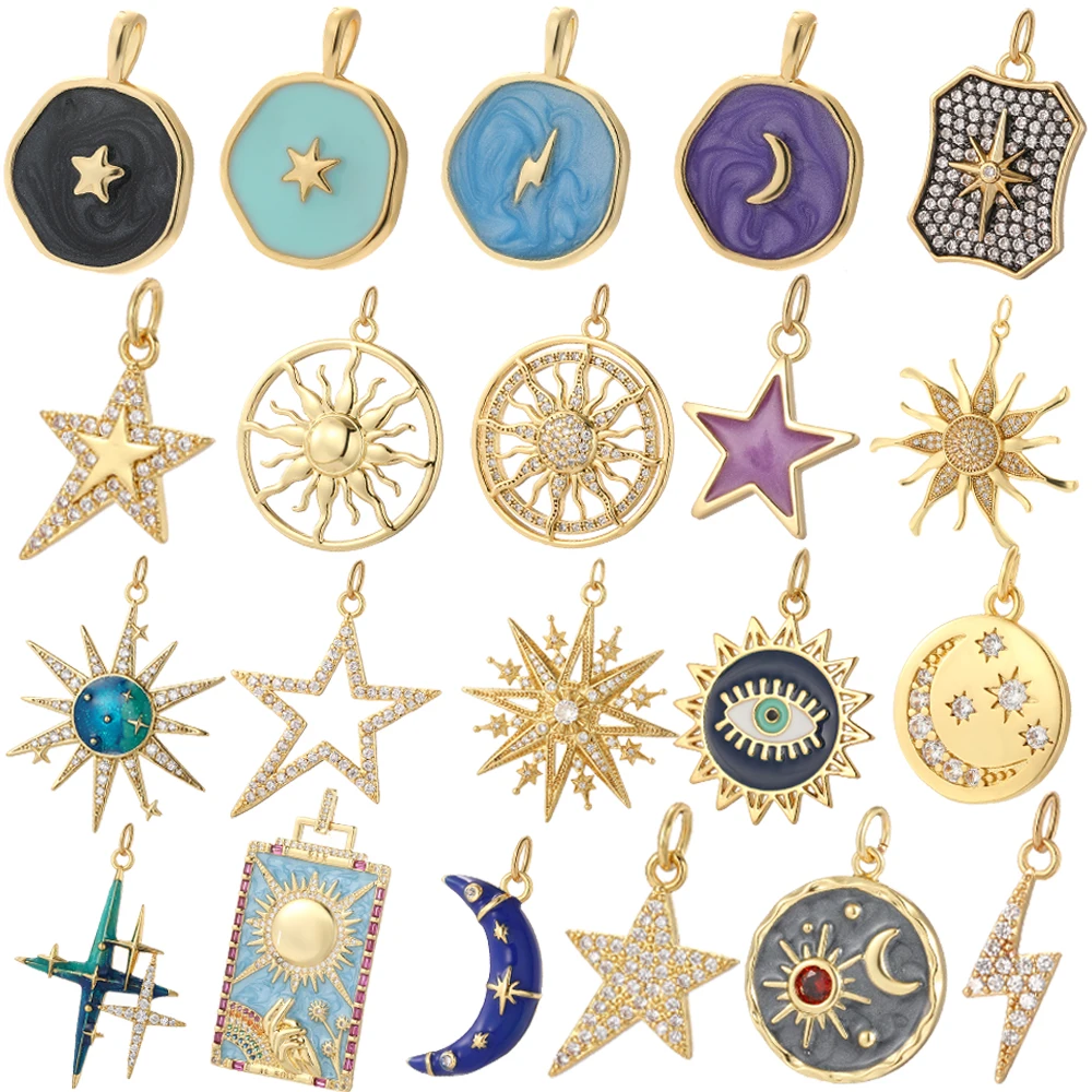 Bohemian-Star-Sun-Moon-Charms-for-Jewelry-Making-Cute-Enamel-Planet ...