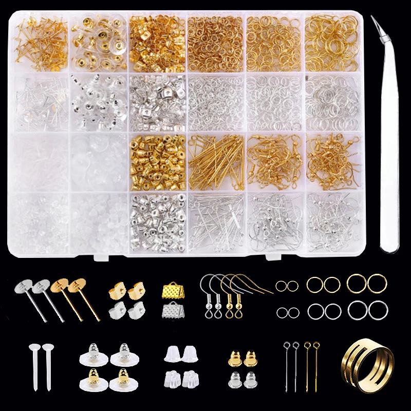 Earring-Making-Supplies-Kit-Earring-Hooks-Backs-Posts-Eye-Pin-Tweezer ...