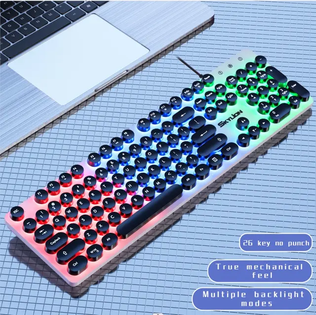 SKYLION H300 Wired 104 Keys Membrane Keyboard Many Kinds of Colorful ...