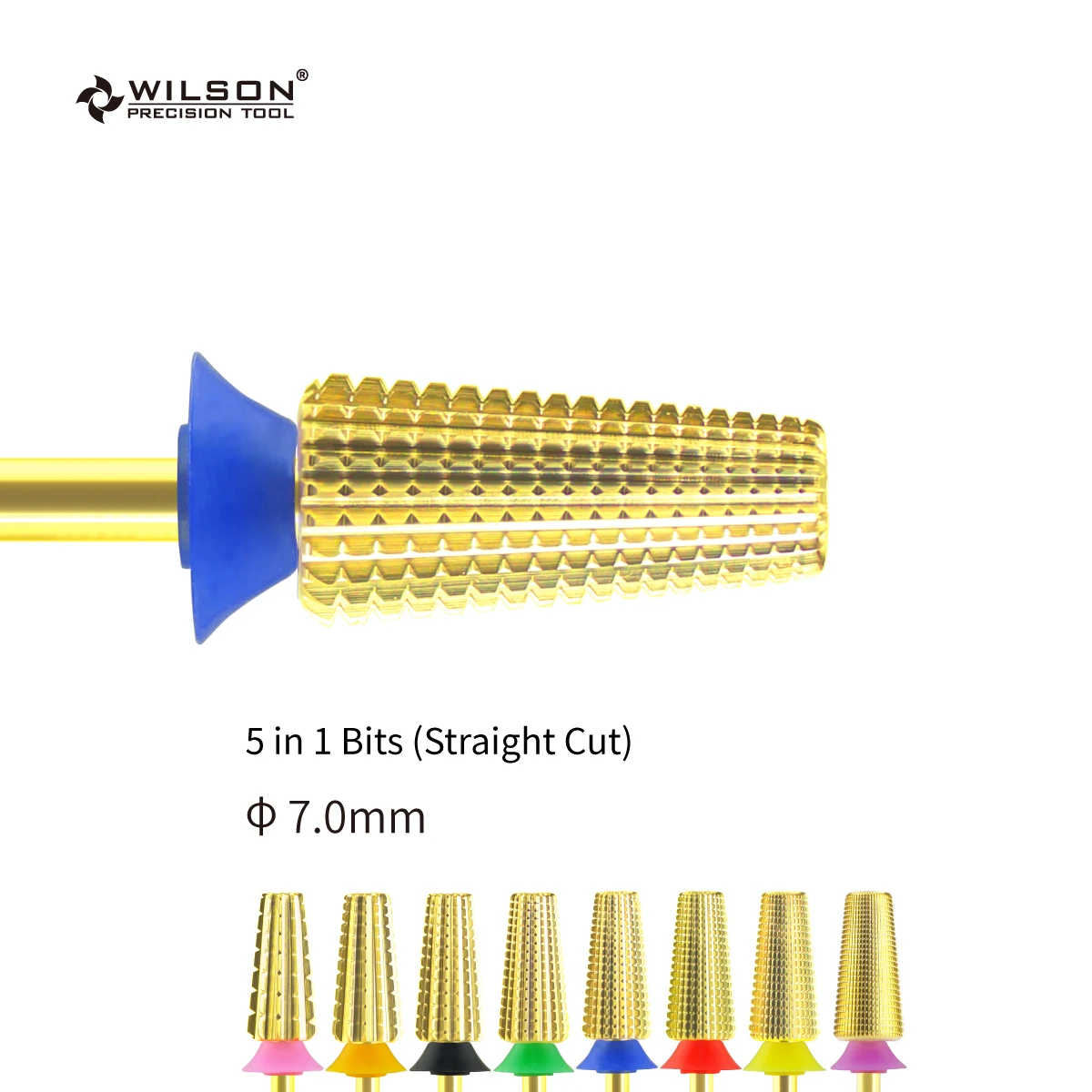7.0mm 5 in 1 Bits (Straight Cut) Gold/TIN Carbide Nail Bits WILSON ...