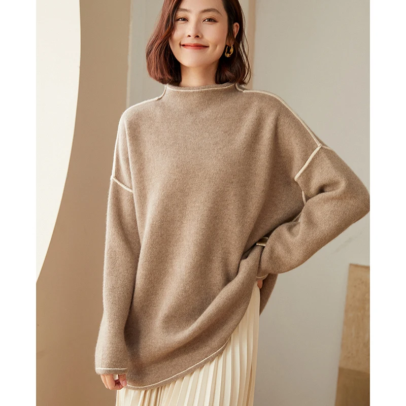 Fashionable-Double-sided-Wearing-New-Mid-Length-Cashmere-Sweater-for ...