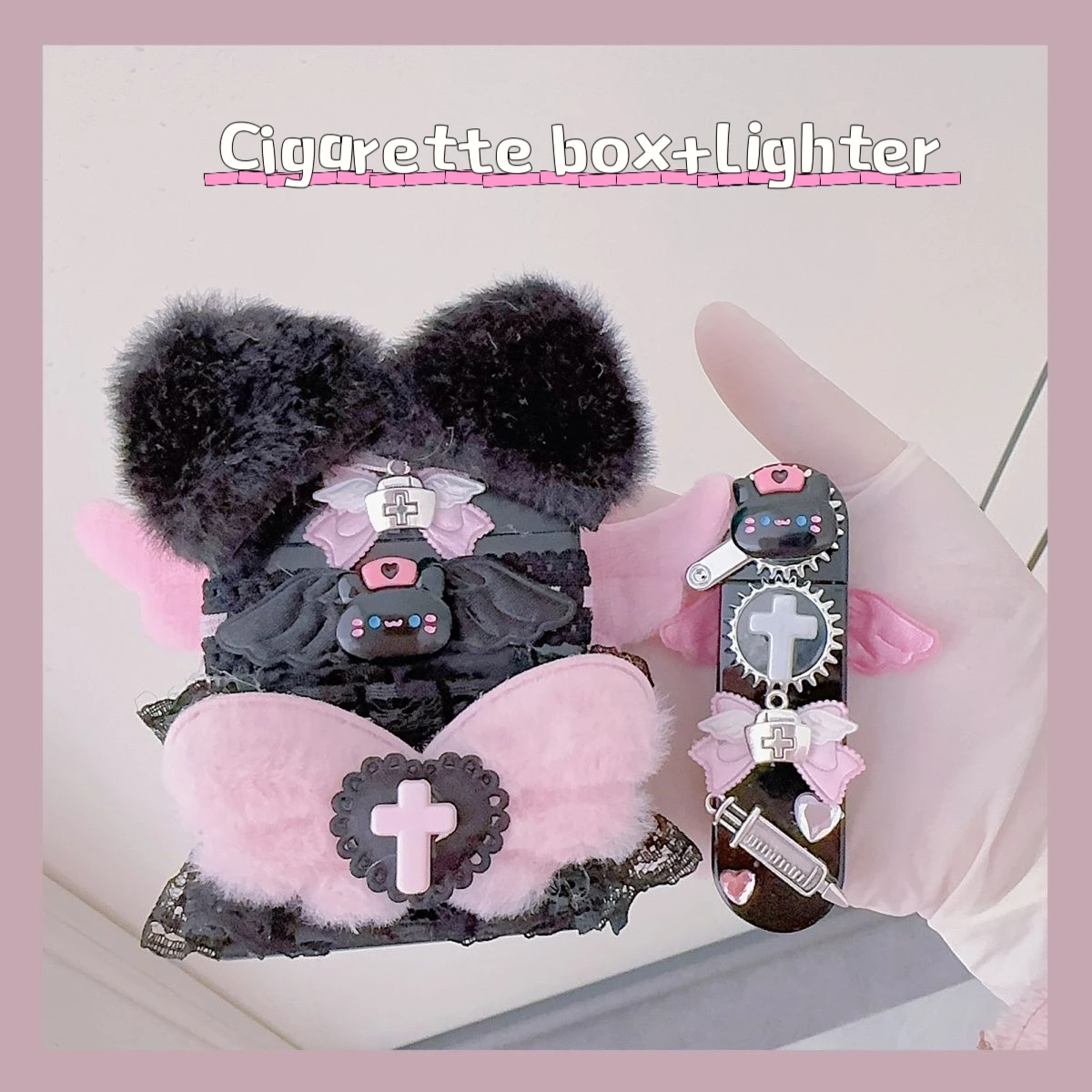 Original Jirai Kei Cute Girl Lighter Cigarette Box Angel Wings Kitten ...