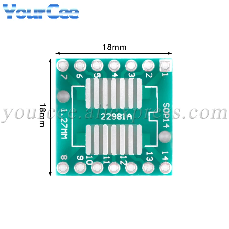 20pcs Adapter Plate Sop14 Ssop14 Tssop14 To Dip14 Pinboard Smd 2.54mm ...
