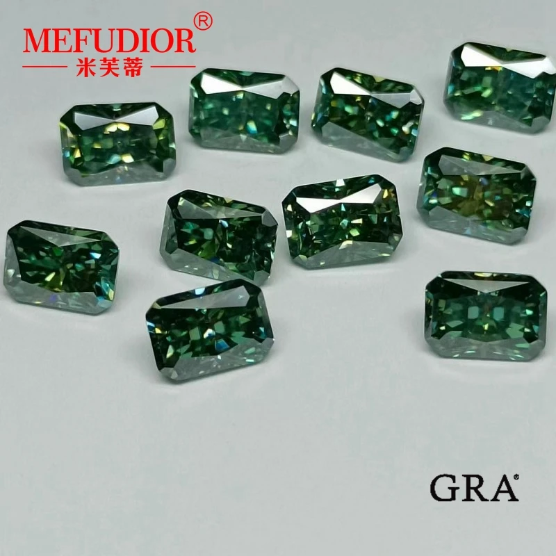 Moissanite-Gemstone-Radiant-Cut-1ct-5ct-Deep-Green-Color-Loose-Stone ...