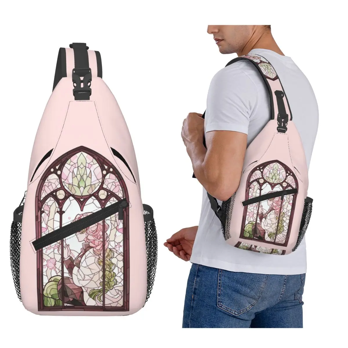 Mitsuri Kanroji And Iguro Obanai Chest Bag Men Sling Crossbody Backpack ...