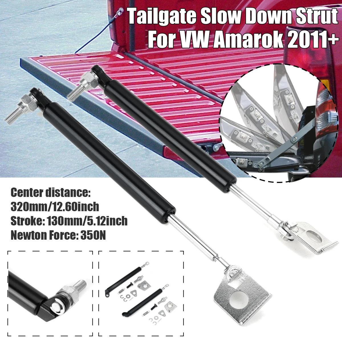 Shock Assist For Volkswagen Amarok 2011-2020 Stainless Rear Tailgate ...