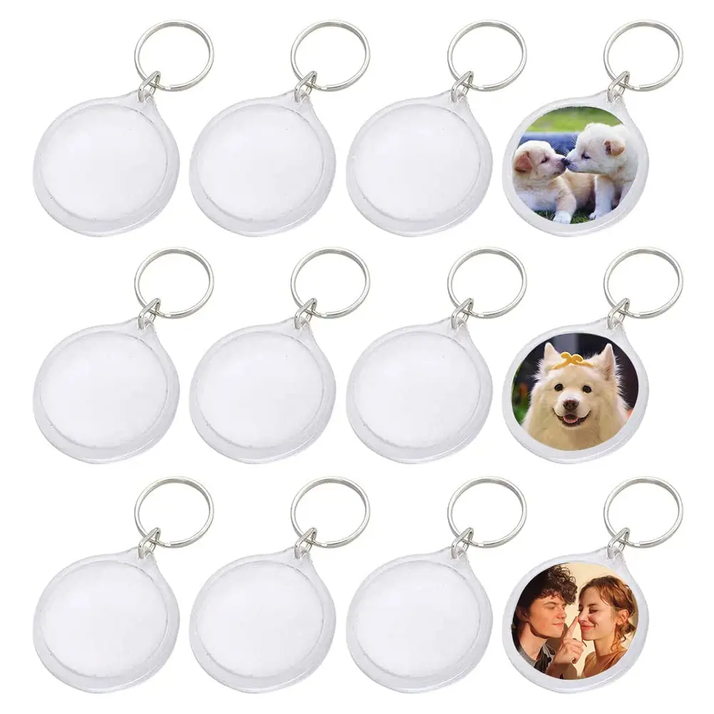10PCS-Clear-Round-Acrylic-Photo-Keychains-Round-Blank-Insert-Picture ...