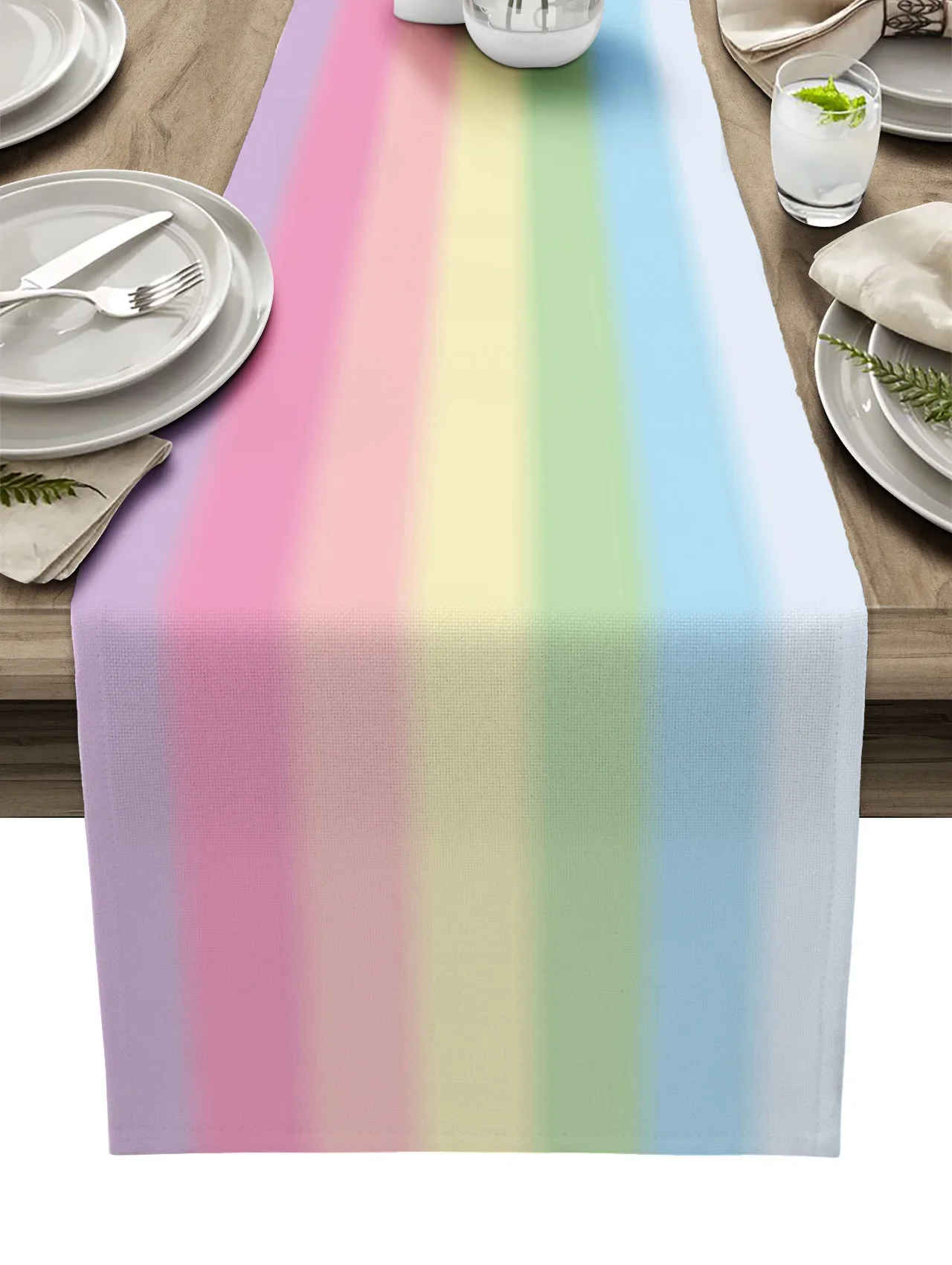 Candy-Rainbow-Stripes-Table-Runner-Decoration-Home-Decor-Dinner-Table ...