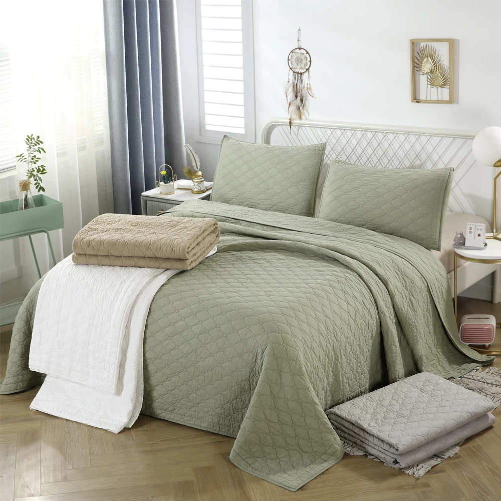 Colcha-de-algod-n-en-la-cama-funda-suave-juego-de-edred-n-para-pareja ...