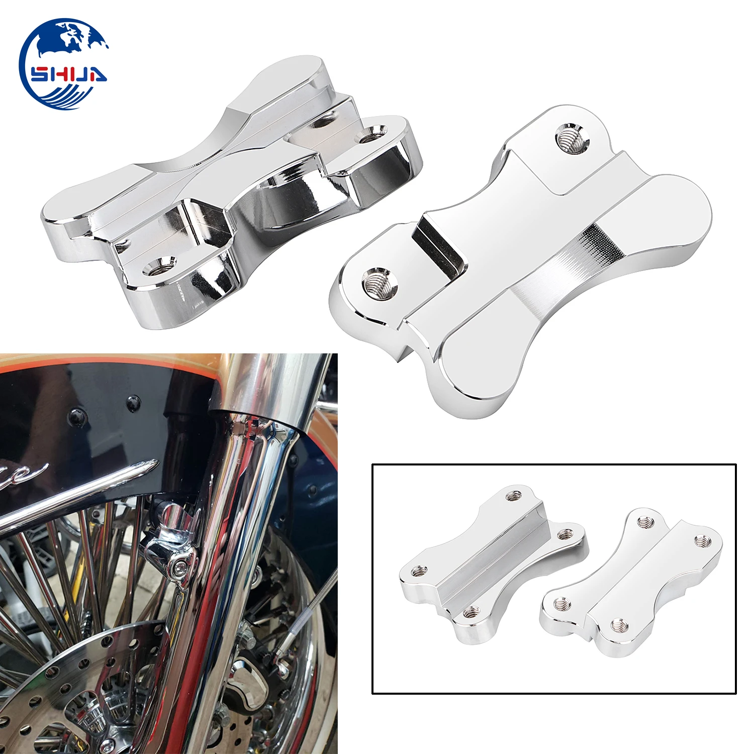 Motorcycle-Chrome-Front-Fender-Riser-Spacer-For-Harley-Heritage-Softail ...