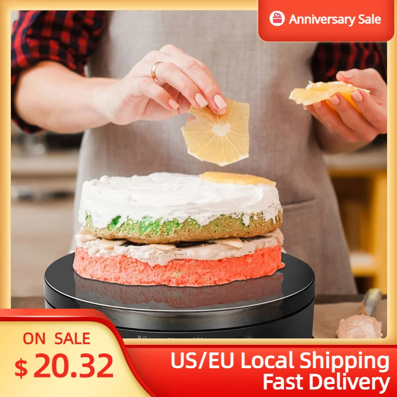 13-8CM-Mini-Electric-Turntable-Rechargeable-Mirror-Base-Bakery-Cake ...