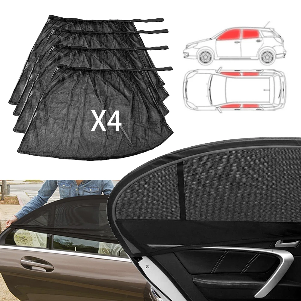 4PCS-Car-Sun-Shade-Mesh-SUV-Window-UV-Protect-Curtain-Cover-Auto-Covers ...