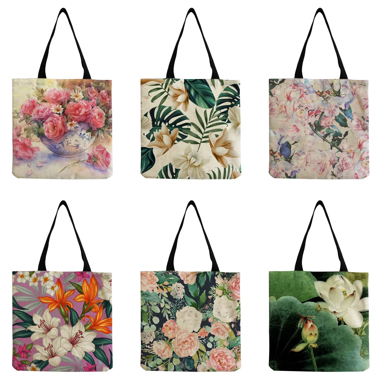 Floral-Printed-Tote-Bag-Eco-Reusable-Portable-Storage-Shopping-Bag ...