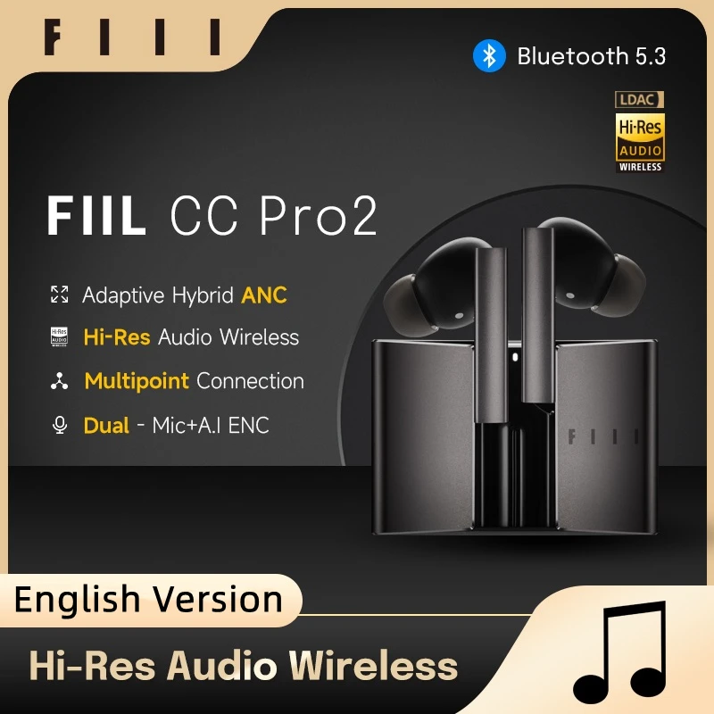 FIIL 영어 버전 CC Pro2, 42dB, ANC 고해상도 헤드폰, 무선 블루투스 5.3, TWS 이어 버드, 앱 LDAC 기능 지원| | - AliExpress