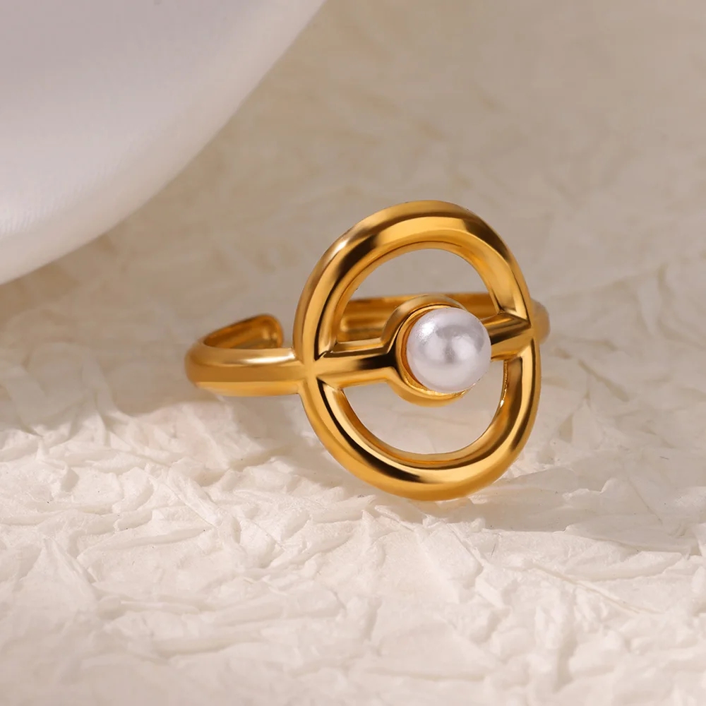 Anillos-de-perlas-de-imitaci-n-ovalados-de-acero-inoxidable-para ...