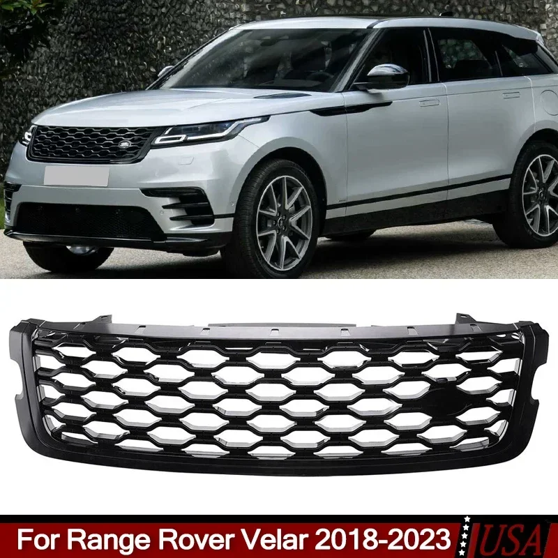 Front Upper Bumper Grille Gloss Black For Land Rover Range Rover Velar ...