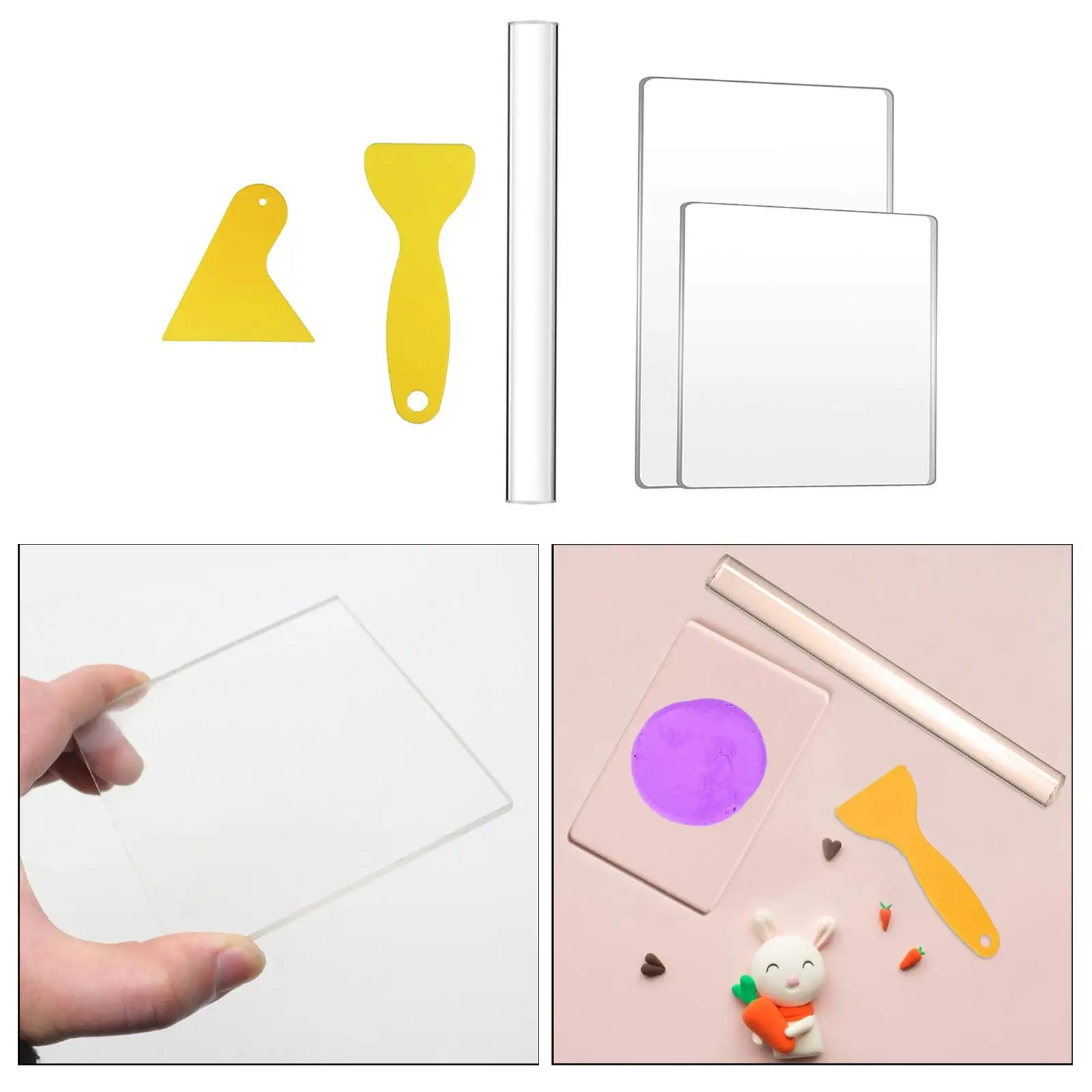 5Pieces-Acrylic-Clay-Roller-Set-Ceramic-Shaping-Sculpting-Clay-Cutter ...