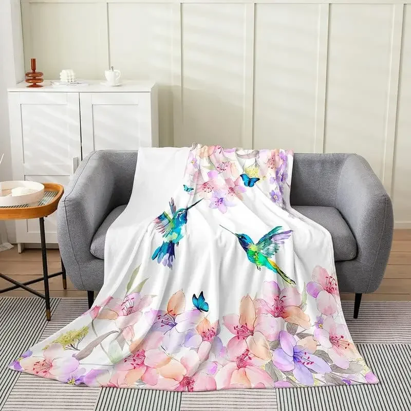 Hummingbird-All-Season-Bed-Blanket-Tropical-Birds-Plush-Throw-Blanket ...