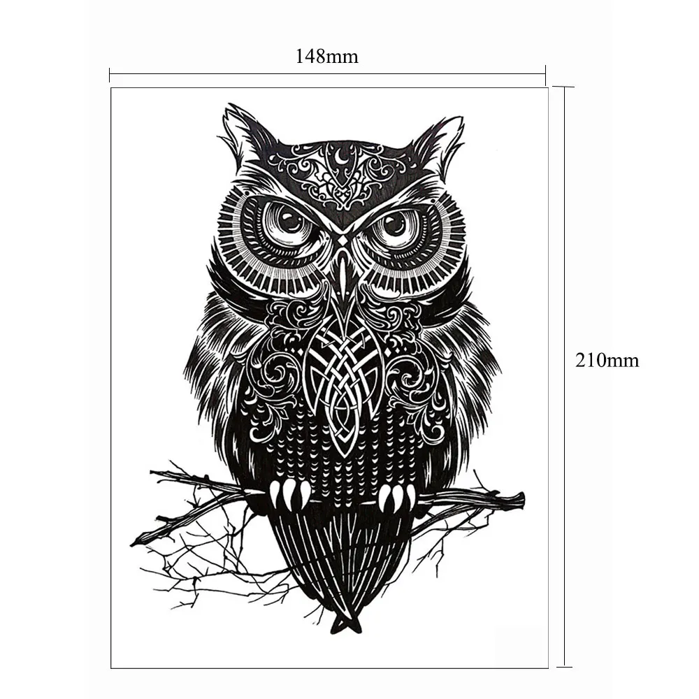 Owl Tattoo Arm Men Blue Owl Waterproof Temporary Tattoo Fake Stickers