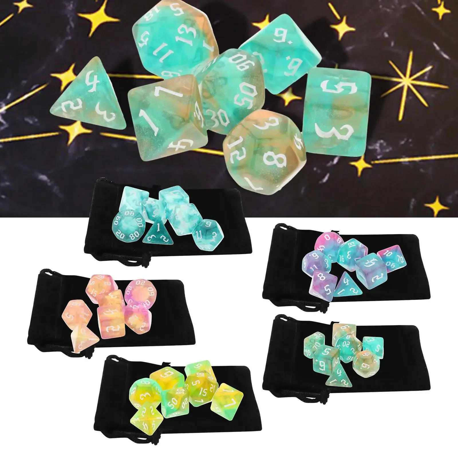 Acrylic-Polyhedral-Dices-Set-D8-D10-D12-D20-Bar-Toys-with-Pouch-for-DND ...
