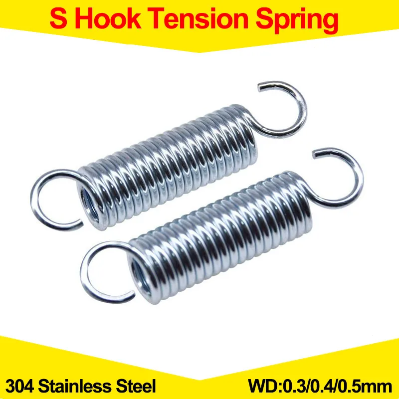 304-Stainless-Steel-S-Hook-Pullback-Tension-Spring-Cylindroid-Helical ...