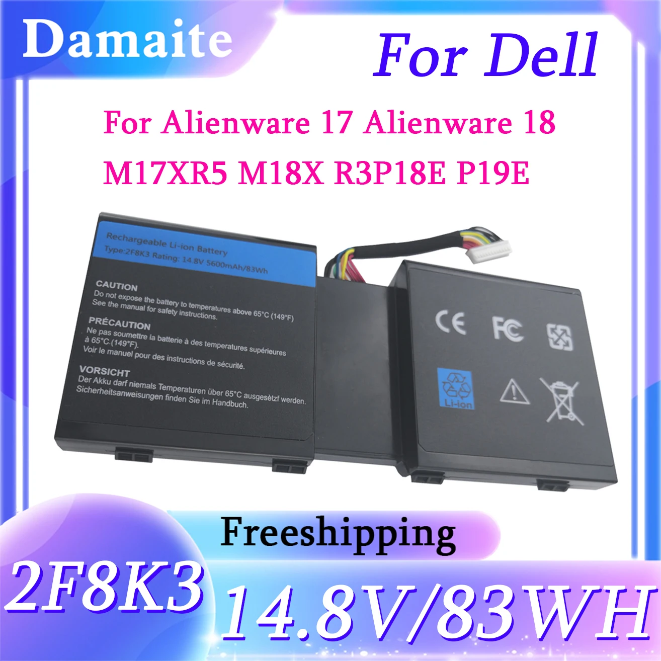 2F8K3 Laptop Battery for Dell Alienware 17 18 Alienware M17X R5 M18X R3 ...