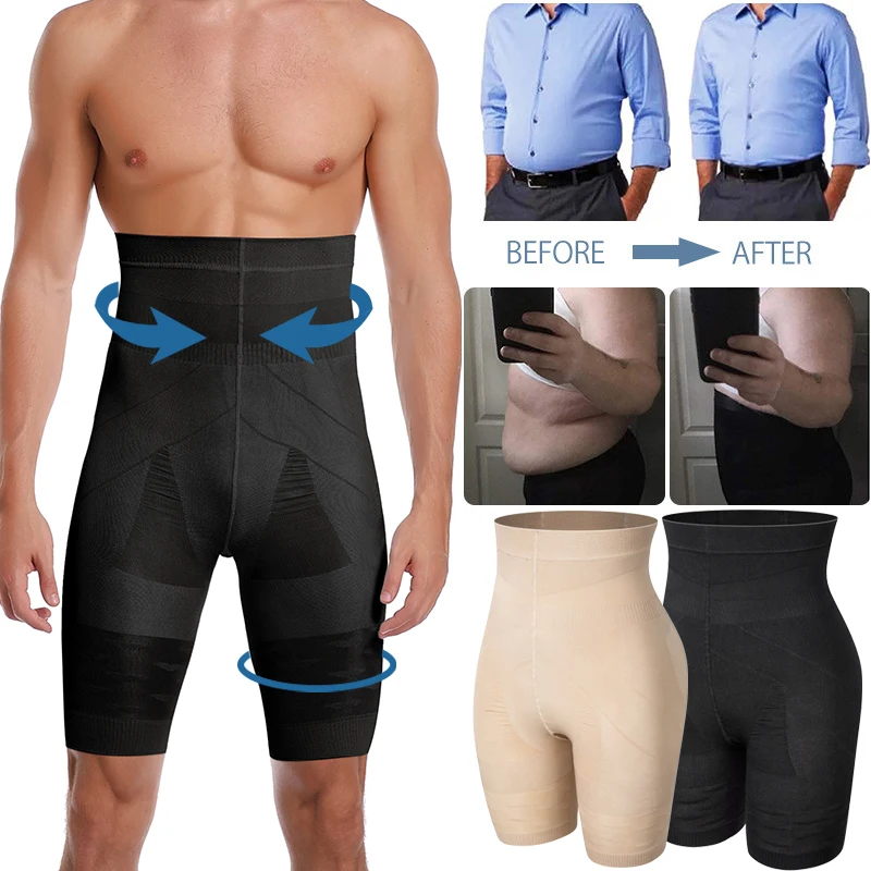 Men Tummy Control Shorts High Waist Slimming Shapewear Abdomen Belly ...