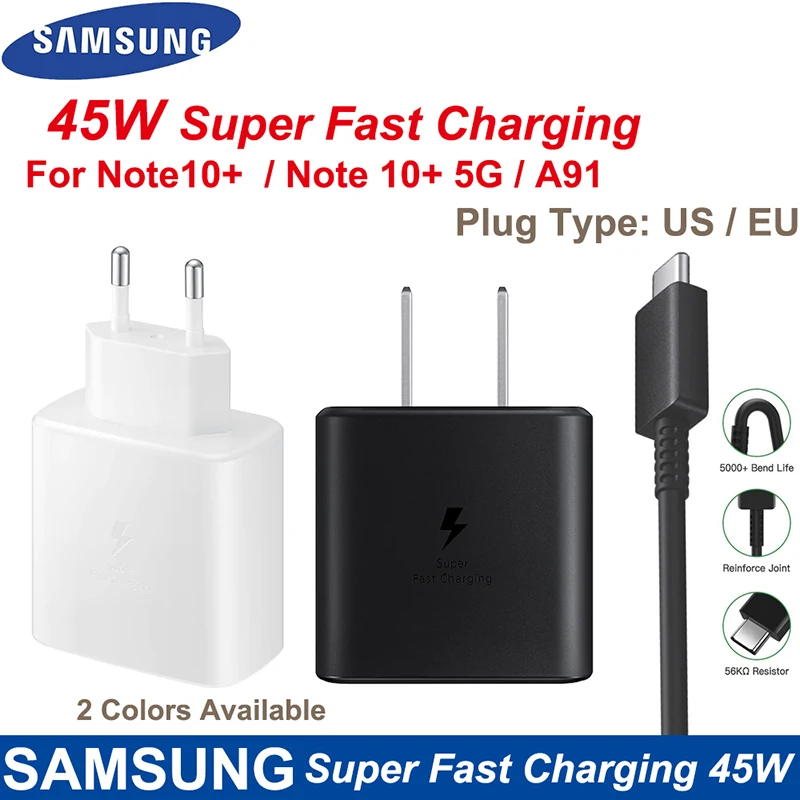 Samsung Original 45W Super Fast Charger Double Type C Cable For Galaxy S22 Ultra Note 10+ 5G 20 ...