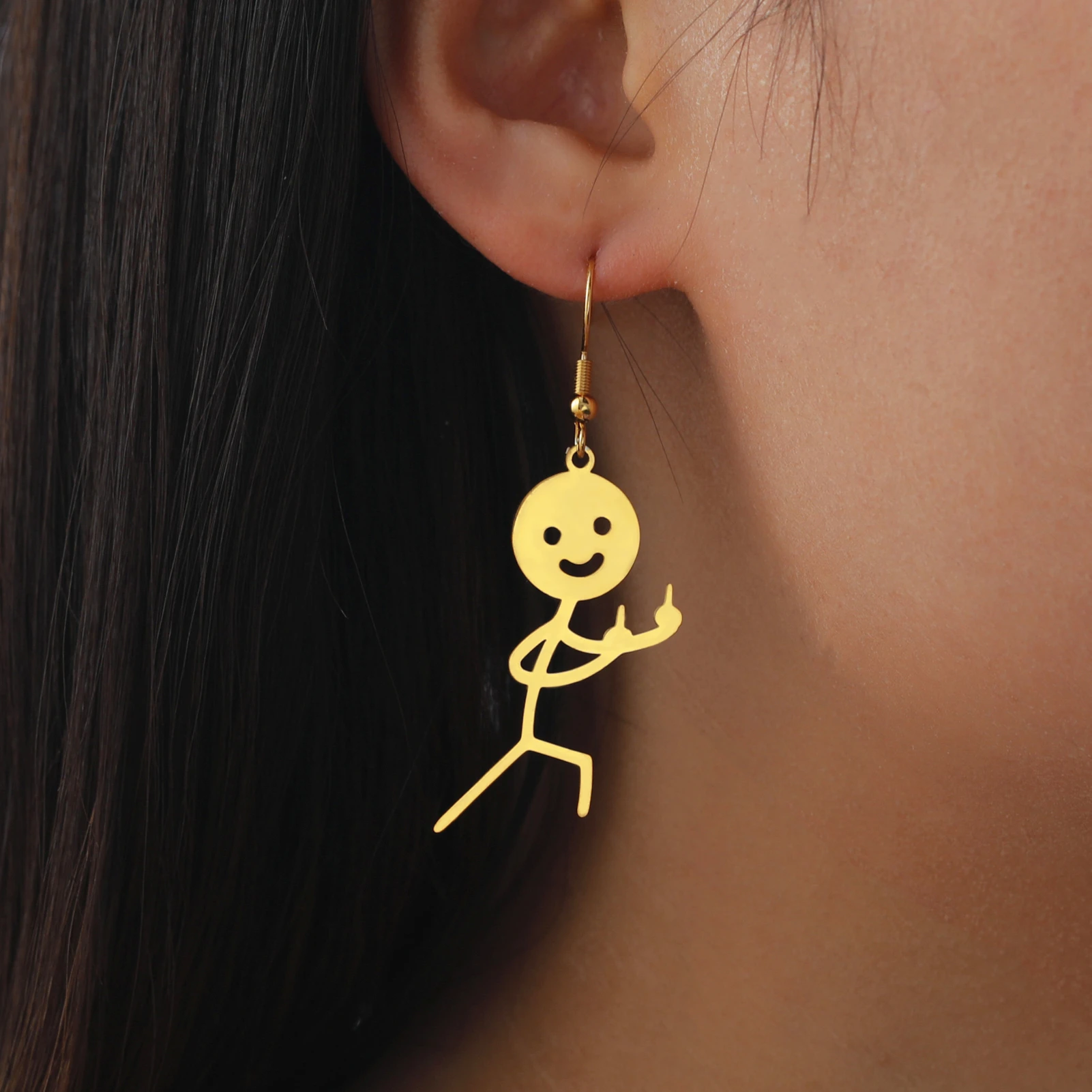 Teamer Cute Fuxk You Middle Finger Doodle Earrings Woman Trend Middle ...