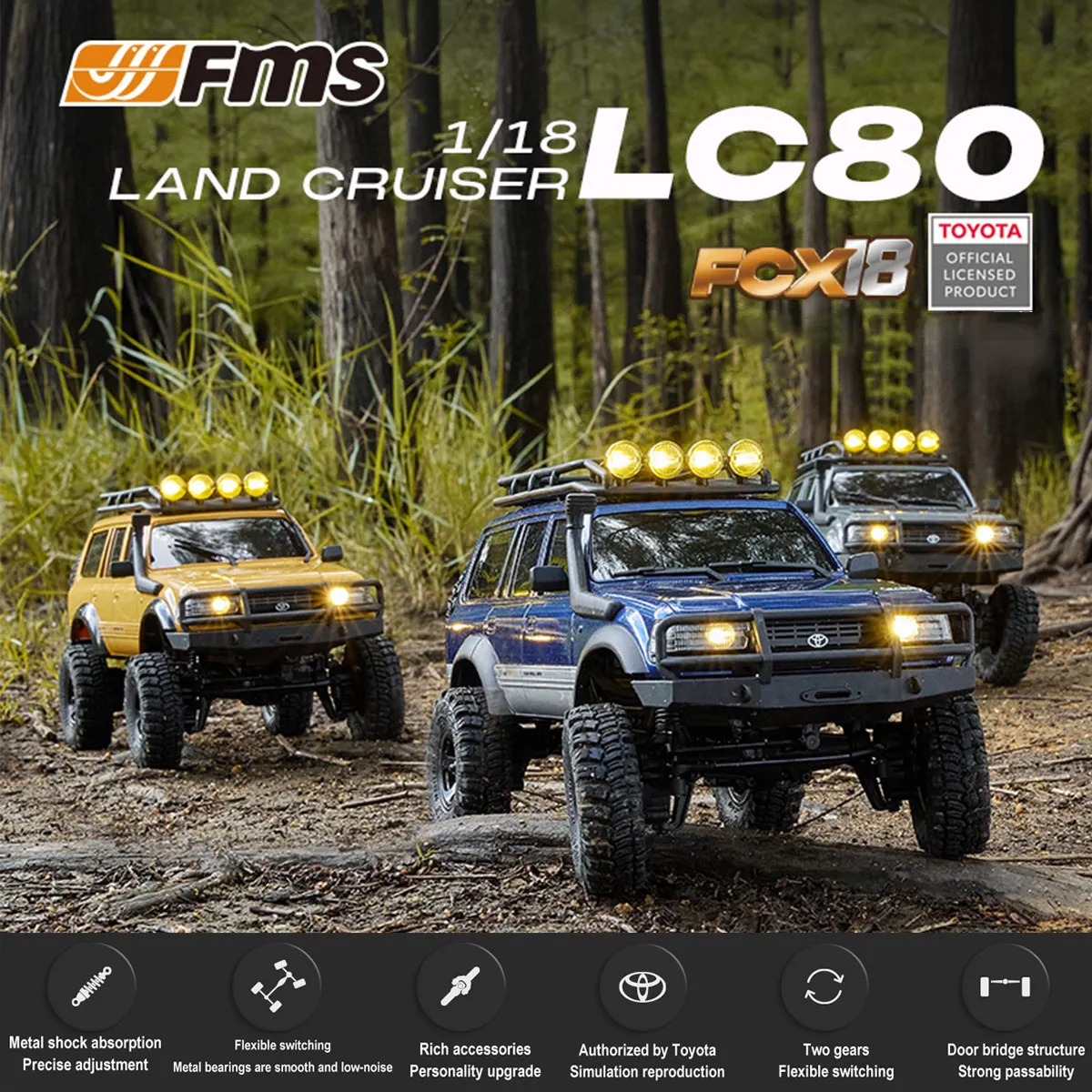 FMS-RC-Crawler-1-18-FCX18-Land-Cruiser-LC80-RTR-Toyota-Licensed-2-4Ghz ...