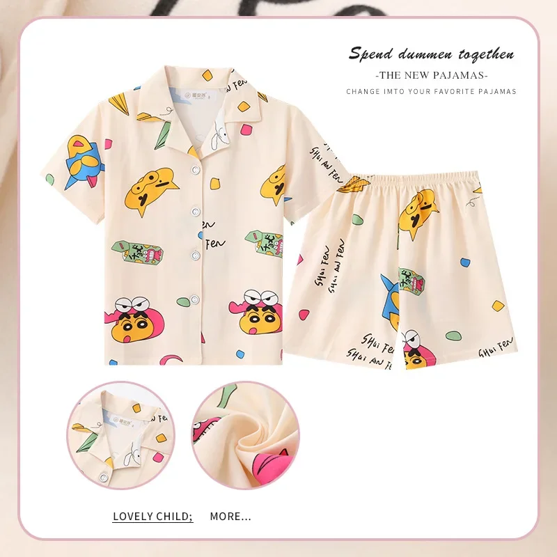 Adorable-Cartoon-Summer-Pajamas-For-Women-Kids-Short-Sleeve-Home ...