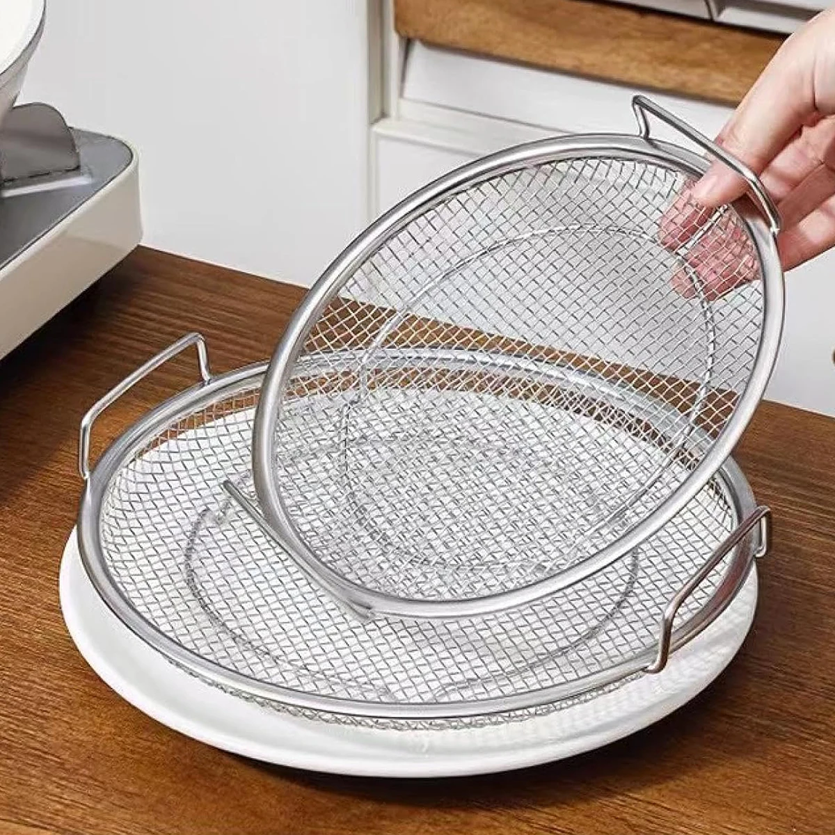 Tainless-Steel-Filter-Tray-Reusable-Round-Mesh-Basket-Frying-Grilling ...
