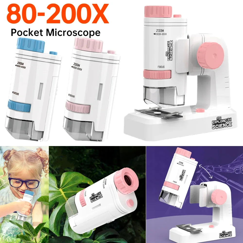 80-200X-Pocket-Microscope-Mini-Handheld-Microscope-Portable-Biological ...