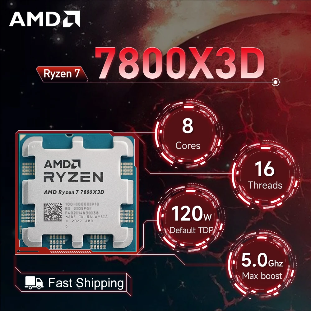 AMD Ryzen 7 7800X3D 4.2GHz 8-Core 16-Thread R7 7800X3D Socket AM5 5NM ...