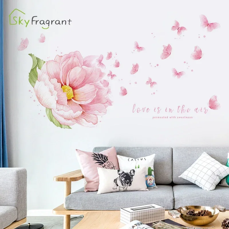 Warm-Pink-Flowers-Wall-Sticker-Girls-Room-Decoration-Bedroom-Decor-Home ...