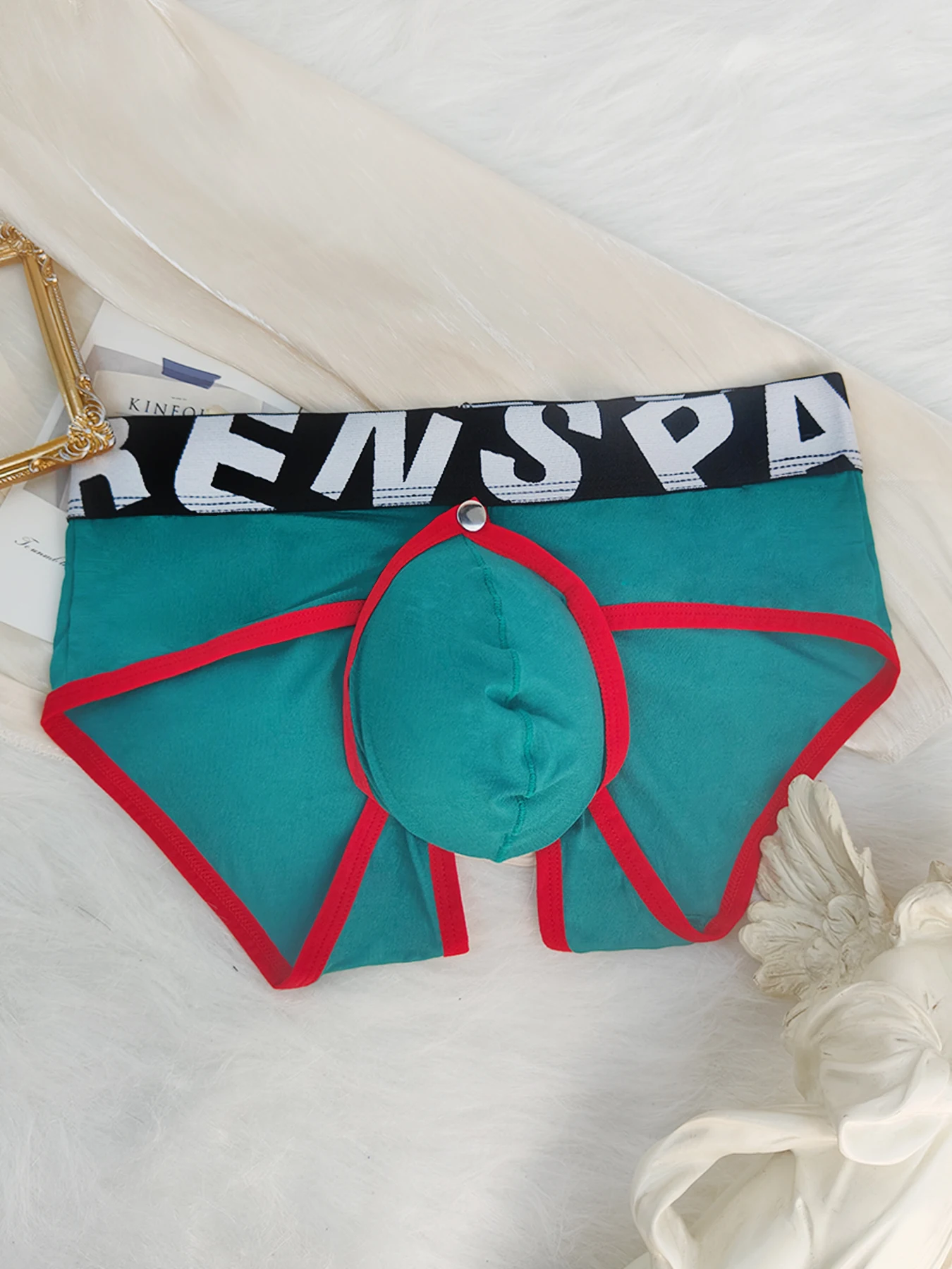 Men's Low Waist Underwear Open Front Briefs Lingerie Male Removable ...