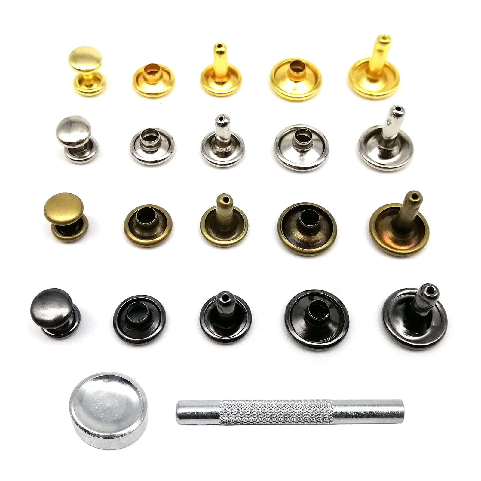 50sets 6mm 8mm 10mm Metal Double Cap Side Round Rivet Leather Craft ...
