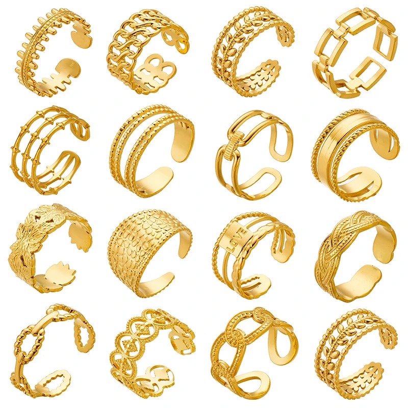 Dieyuro 316l Stainless Steel Opening Adjustable Rings For Women Vintage ...