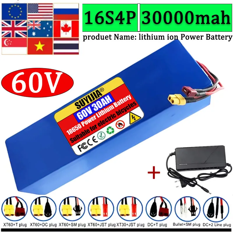 2025 NEW 18650 100%Original 60V 30Ah 18650 Li-ion battery pack 16S4P ...