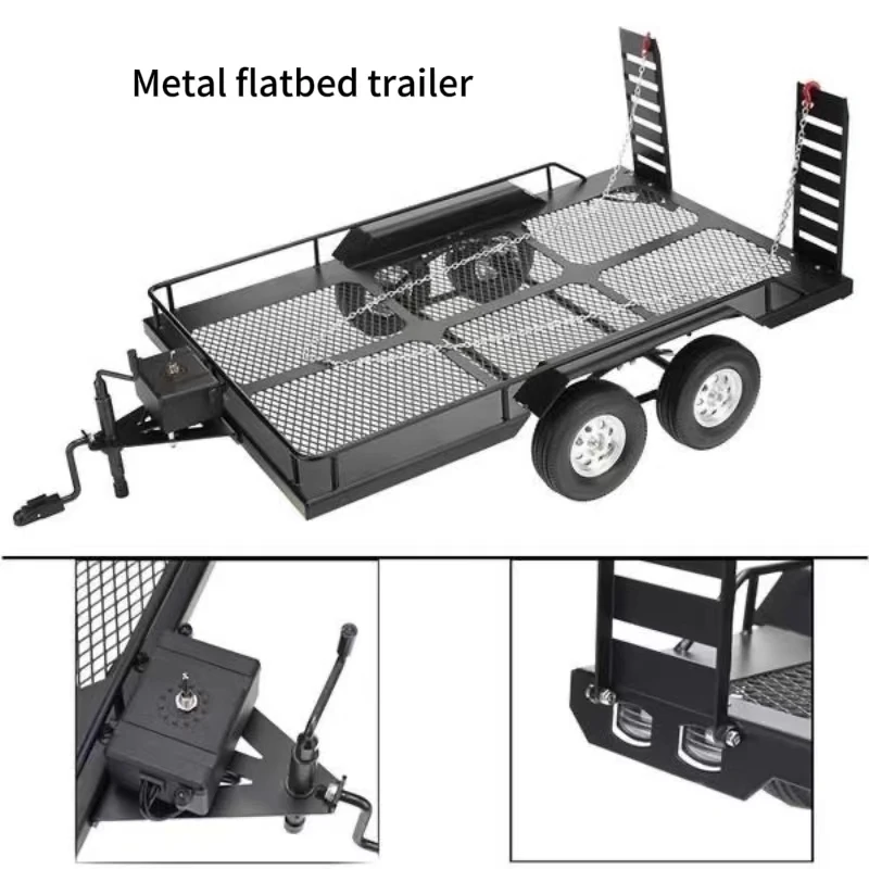 Double-axle-metal-trailer-for-1-10-rc-Crawler-car-flatbed-trailer ...