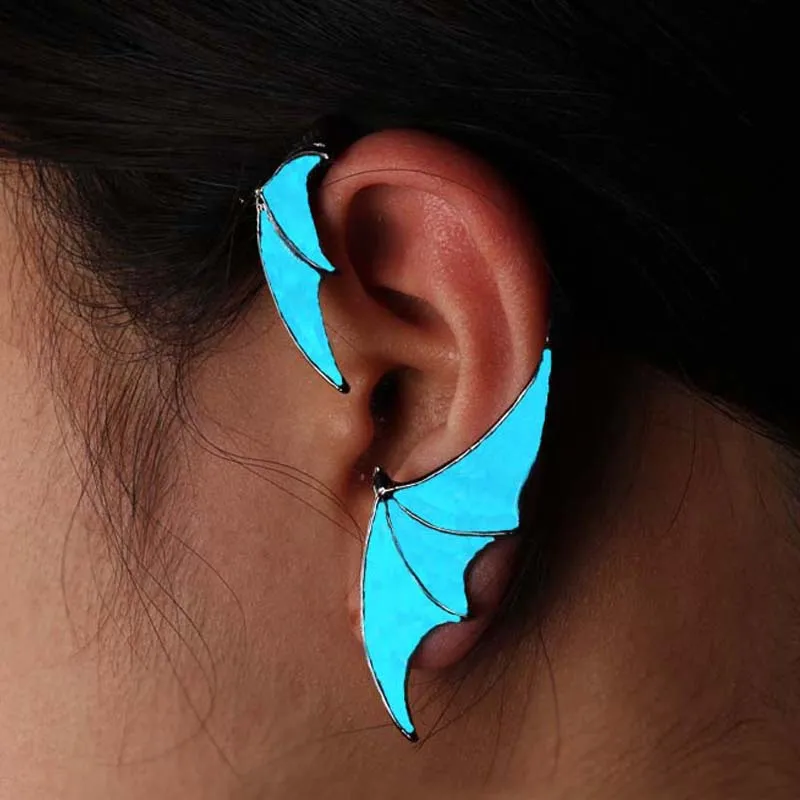 Dark Ambience glow in the dark Dragon Ear Cuff Zinc Alloy Heart Dangle Earrings For Women