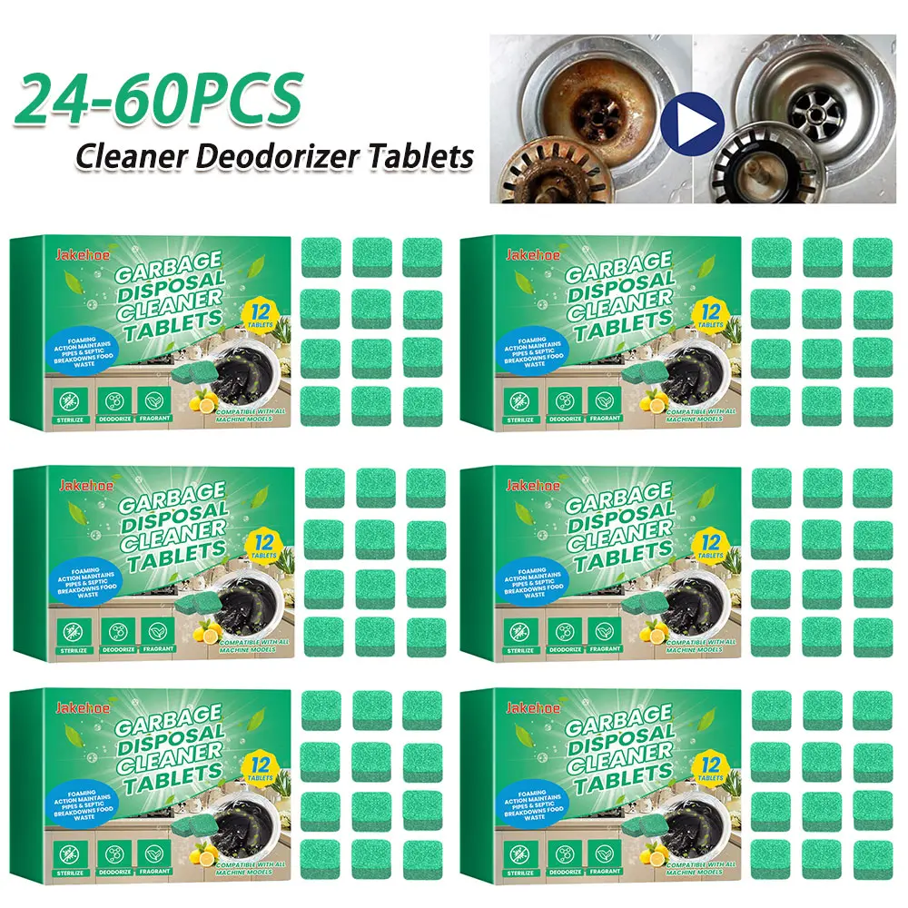 24-60pcs Garbage Disposal Cleaner Deodorizer Tablets Drain Pipe ...