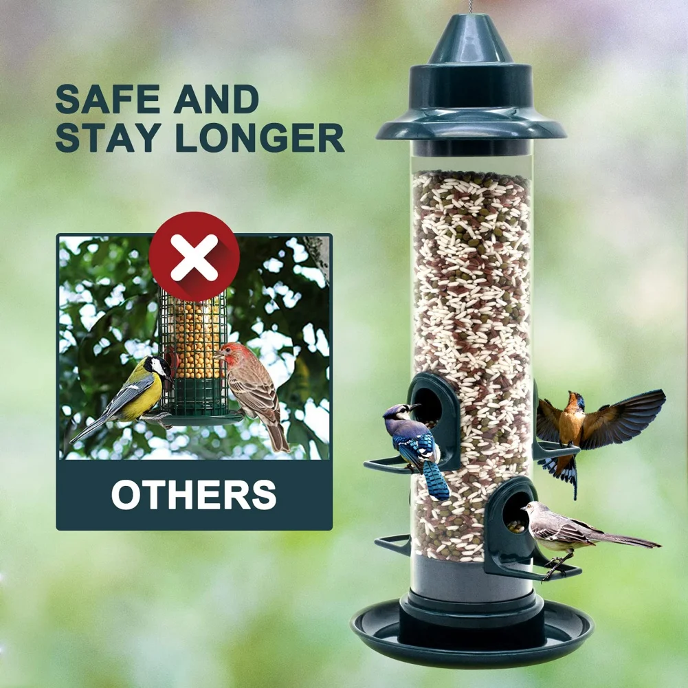 Outdoor-Waterproof-Hanging-Wild-Bird-Feeder-Tube-Bird-Feeder-With-Hang ...